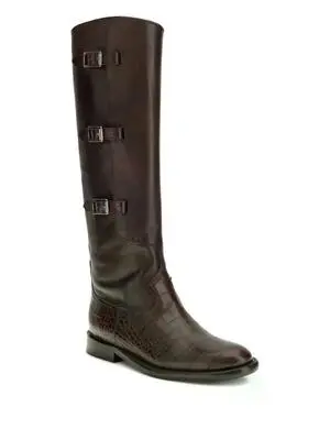 Paris Texas Montana Crocodile-embossed Buckle Boots