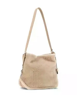 Hogan Shearling Texture Leather Tote Bag