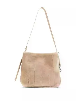 Hogan Shearling Texture Leather Tote Bag