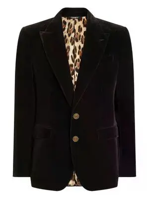 Dolce & Gabbana Velvet Gold-button Blazer - Brown