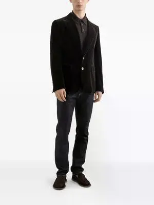 Dolce & Gabbana Velvet Gold-button Blazer - Brown