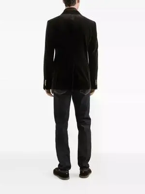 Dolce & Gabbana Velvet Gold-button Blazer - Brown