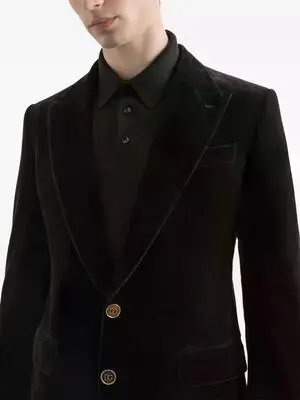 Dolce & Gabbana Velvet Gold-button Blazer - Brown