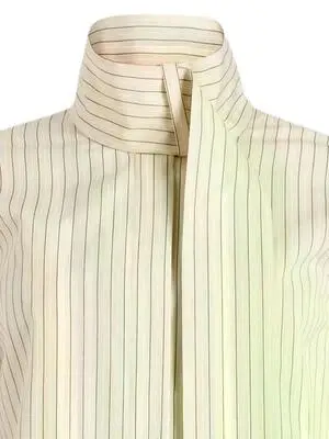 PATOU Pinstripe Scarf-collar Blouse - Neutrals