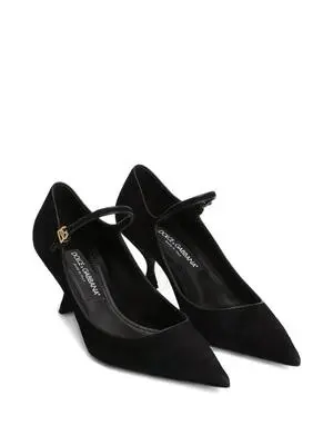 Dolce & Gabbana Suede Pointed-toe Pumps With Dg Logo - Black