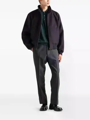 Prada Embroidered Wool Polo Shirt - Green