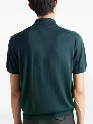 Prada Embroidered Wool Polo Shirt - Green