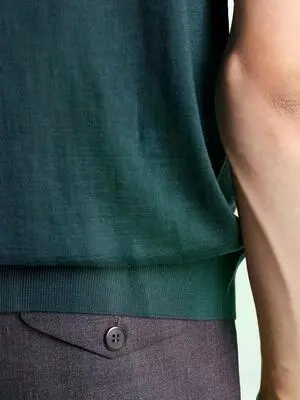 Prada Embroidered Wool Polo Shirt - Green