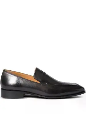 Miu Miu Embossed Logo Leather Loafers - Black