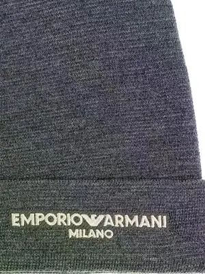 Emporio Armani Logo Embroidered Wool Beanie Hat