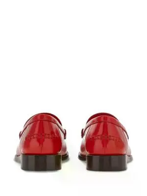 FERRAGAMO Logo-embossed Leather Loafers - Red