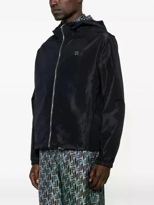 Fendi Logo-plaque Hooded Jacket - Blue