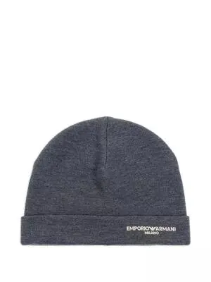 Emporio Armani Logo-embroidered Wool Beanie - Grey
