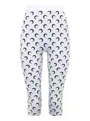 MARINE SERRE Moon-print Capri Trousers - White