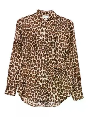 P.a.r.o.s.h Leopard-print Belted Shirt