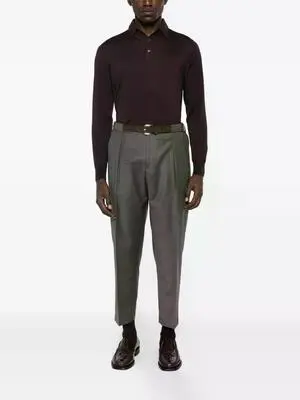 LARDINI Long-sleeve Button Polo Shirt - Purple