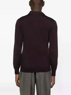 LARDINI Long-sleeve Button Polo Shirt - Purple