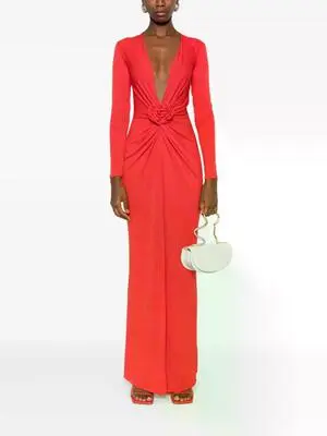 ROSERRY Mallorca Rose-embellished Maxi Dress - Red
