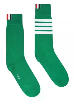 Thom Browne Four-Bar Ribbed Socks Green