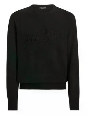 Dolce & Gabbana Crew-neck Logo-embroidered Sweater - Black