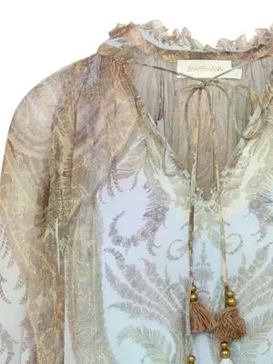 Zimmermann Paisley-print Ruffled Blouse - Black