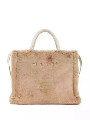 Marni Faux-fur Top-handle Tote Bag - Brown