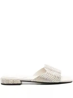 JIMMY CHOO Dina Snakeskin-print Sandals - Neutrals