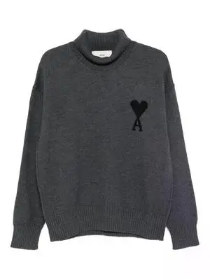 AMI Paris De Coeur Roll-neck Sweater - Grey