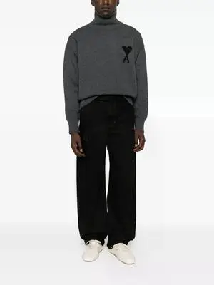 AMI Paris De Coeur Roll-neck Sweater - Grey