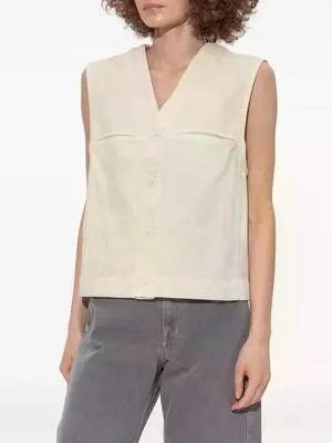 LEMAIRE Button-fastening Sleeveless Vest - Neutrals
