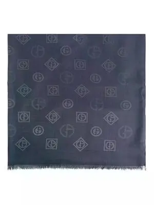 Giorgio Armani Logo-pattern Jacquard Scarf - Blue