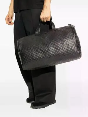 Emporio Armani Embossed-logo Leather Holdall - Black