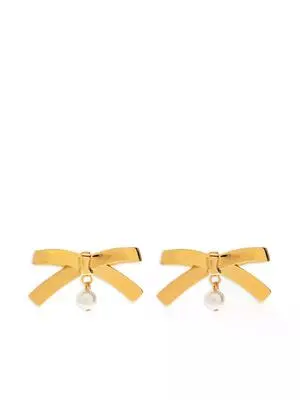 Moschino Bow-shape Pearl-embellished Earrings - Gold