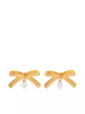 Moschino Bow-shape Pearl-embellished Earrings - Gold