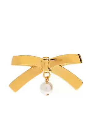 Moschino Bow-shape Pearl-embellished Earrings - Gold