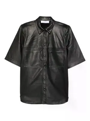 IRO PARIS Leather Short-sleeve Pocket Shirt
