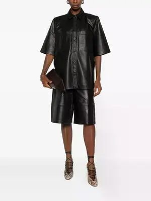 IRO PARIS Leather Short-sleeve Pocket Shirt