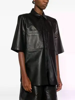 IRO PARIS Leather Short-sleeve Pocket Shirt