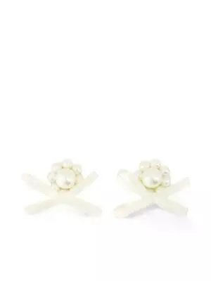 Simone Rocha Pearl-embellished Bow Earrings - White