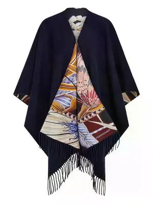 FERRAGAMO Fringe Cape - Blue