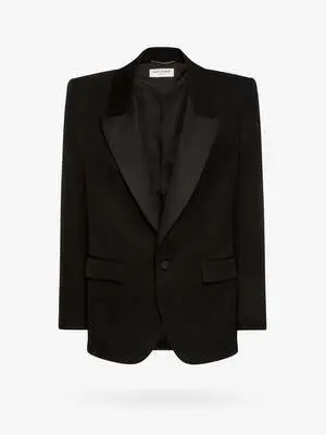 Saint Laurent Tuxedo Wool Blazer With Satin Lapel - Black