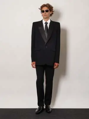 Saint Laurent Tuxedo Wool Blazer With Satin Lapel