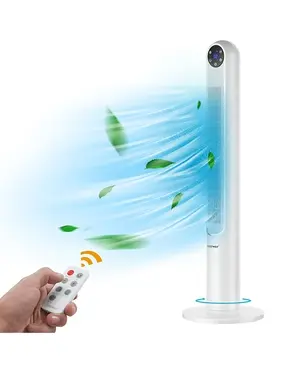 COSTWAY 42 Smart Display Panel 12h Timer Tower Fan With Remote - White