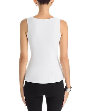 T Tahari Square Neck Peplum Top - White Star