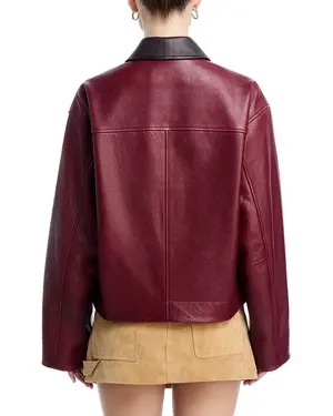 Rag & Bone Nonie Leather Jacket - Burgundy