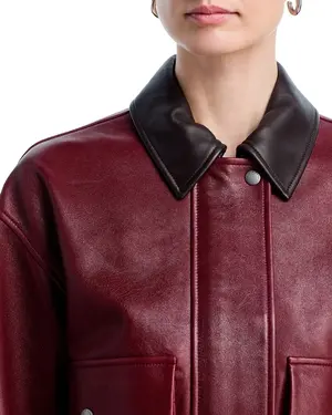 Rag & Bone Nonie Leather Jacket - Burgundy