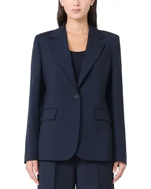 Max Mara Lamine Wool Blazer - Navy