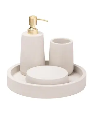 GAURI KOHLI Casablanca Sandstone Bath Accessories, Set Of 4 - Beige