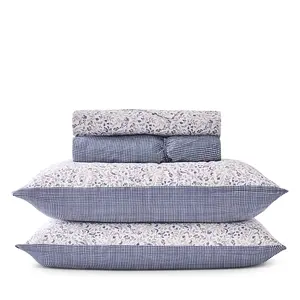 CHRISTY Ditsy Gingham Sheet Set, King - Slate Blue