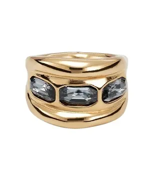 UNODE50 Sterling Plated Ring With Crystals - Gold